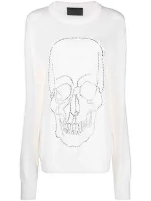 Philipp Plein Studded Skull Pullover - Neutrals