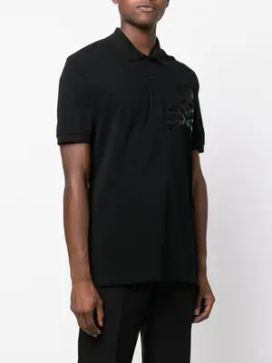 Philipp Plein Skull-patch Cotton Polo Shirt - Black