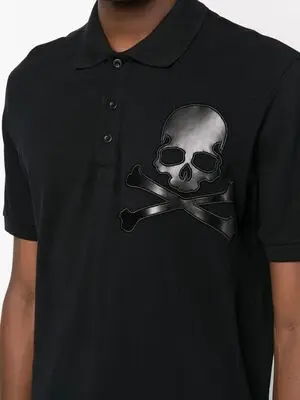 Philipp Plein Skull-patch Cotton Polo Shirt - Black