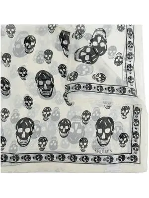 Alexander McQueen Skull-print Silk Scarf - White