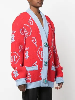 Philipp Plein Jacquard Logo Cardigan