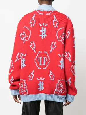 Philipp Plein Jacquard Logo Cardigan