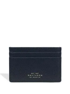 Smythson Panama Calfskin Card Holder - Blue
