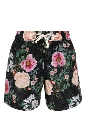 Palm Angels Spring Floral-print Swim Shorts - Black
