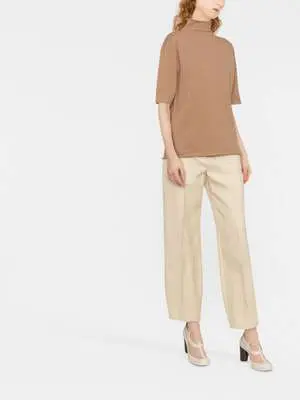 JIL SANDER Short-sleeved Knitted Top - Neutrals