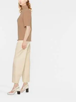 JIL SANDER Short-sleeved Knitted Top - Neutrals