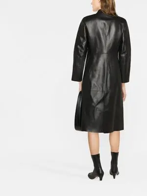 TOTEME Single-breasted Mid-length Leather Coat