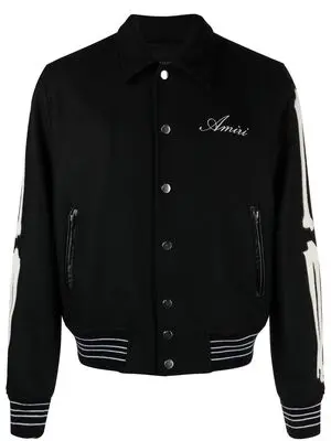 Amiri Bones Varsity Appliqué Bomber Jacket - Black