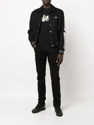 Amiri Bones Varsity Appliqué Bomber Jacket - Black