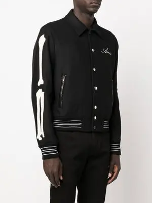 Amiri Bones Varsity Appliqué Bomber Jacket - Black