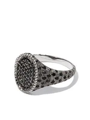 Yvonne Léon 18kt White Gold Oval Diamond Signet Ring - Silver