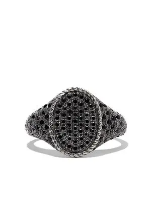 Yvonne Léon 18kt White Gold Oval Diamond Signet Ring