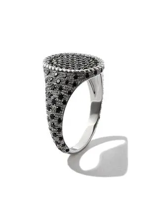 Yvonne Léon 18kt White Gold Oval Diamond Signet Ring