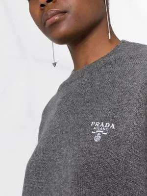 Prada Chest Logo Jumper - Grey