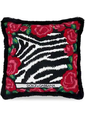 Dolce & Gabbana Zebra-print Embroidered Small Cushion - Pink