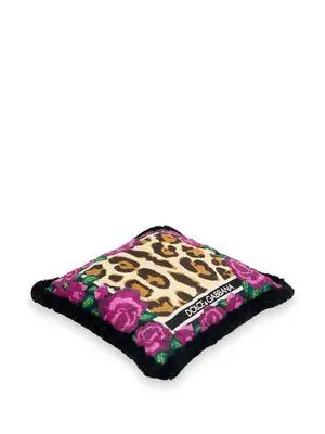Dolce & Gabbana Leopard-print Embroidered Small Cushion