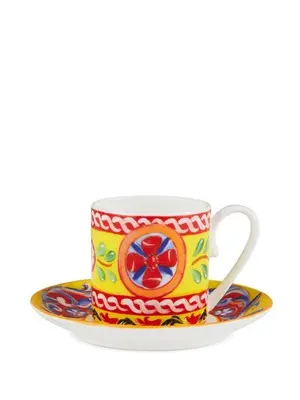 Dolce & Gabbana Geometric-pattern Porcelain Espresso-set - Yellow