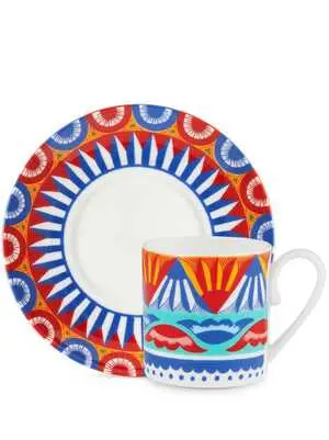 Dolce & Gabbana Geometric-pattern Porcelain Espresso-set - Blue