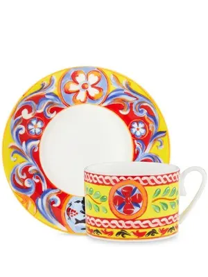 Dolce & Gabbana Caretto-print Porcelain Tea Set - Yellow