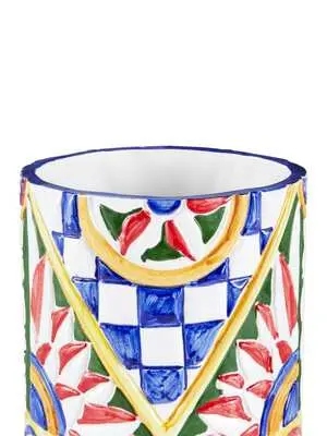 Dolce & Gabbana Carretto-print Ceramic Vase - Yellow