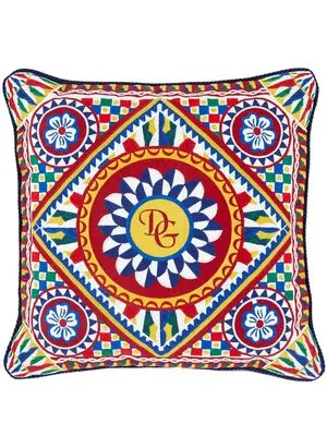 Dolce & Gabbana Embroidered Carretto-print Cushion - Red