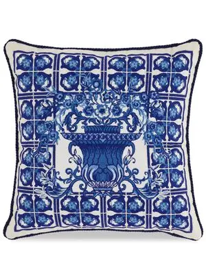 Dolce & Gabbana Embroidered Majolica-print Cushion - Blue
