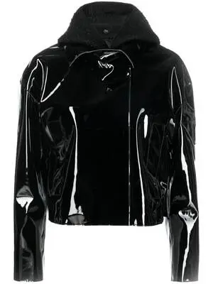 1017 Alyx 9sm High-shine Pvc Cropped Moto Jacket - Black