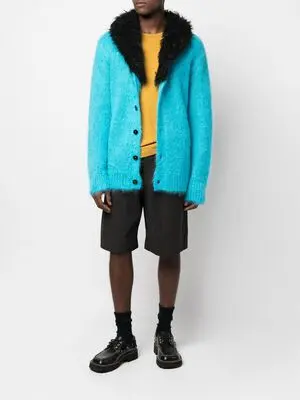 Marni Brushed V-neck Cardigan - Blue