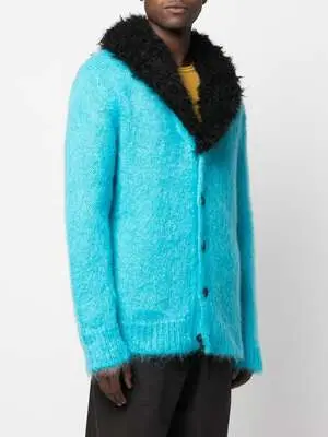 Marni Brushed V-neck Cardigan - Blue