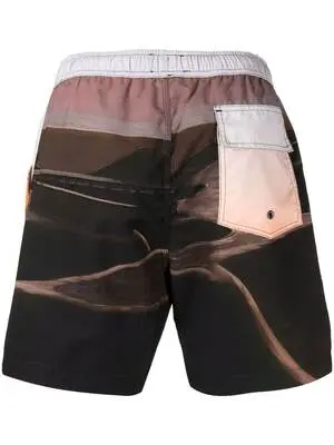 BLUE SKY INN Graphic-print Deck Shorts - Brown