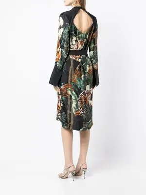 Camilla Easy Tiger Print Open-back Silk Dress