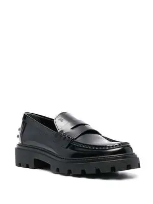 TOD'S Penny-slot Leather Loafers - Black