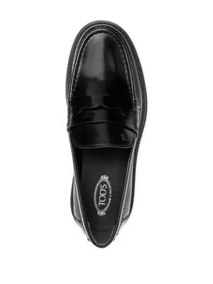 TOD'S Penny-slot Leather Loafers - Black