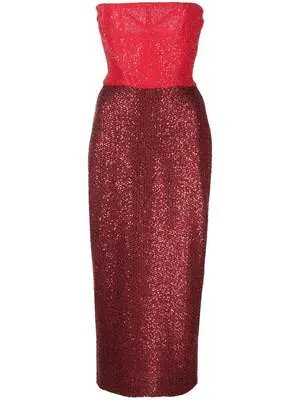 St. John Scatte Squin Strapless Midi Dress