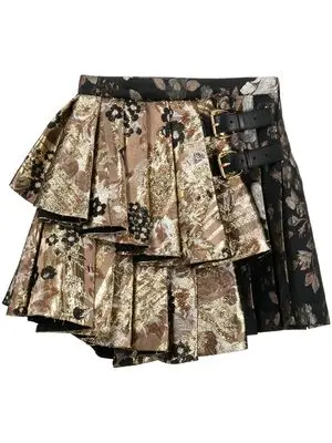 Roberto Cavalli Brocade-pattern Pleated Miniskirt