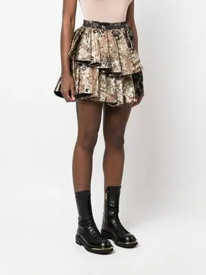 Roberto Cavalli Brocade-pattern Pleated Miniskirt