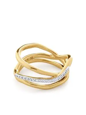 Monica Vinader Riva Diamond Stacked Ring - Gold