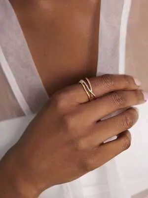 Monica Vinader Riva Diamond Stacked Ring - Gold