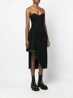 Alexander McQueen Asymmetric Denim Dress