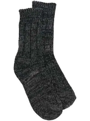 BIRKENSTOCK Logo-patch Ribbed-knit Socks - Black