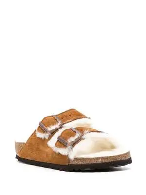 BIRKENSTOCK Shearling-lined Slip-on Sandals - Brown