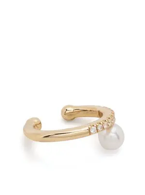 Diamond Pearl Cuff Earrings