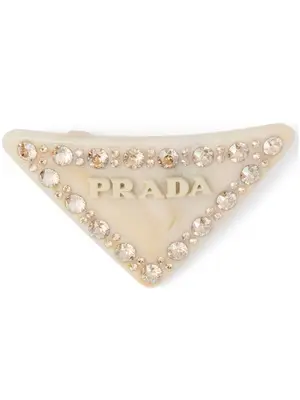 Prada Triangle Logo Hair Clip - Neutrals