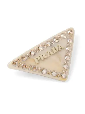 Prada Triangle Logo Hair Clip - Neutrals