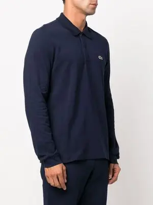 Lacoste Logo-patch Long-sleeve Polo Shirt - Blue
