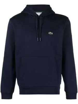 Lacoste Logo-patch Fleece Hoodie - Blue