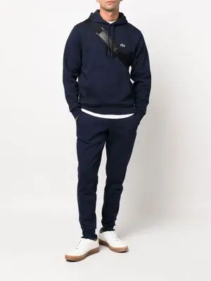 Lacoste Logo-patch Fleece Hoodie - Blue