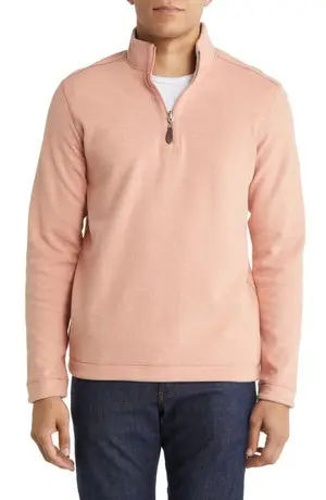 Johnston & Murphy Reversible Quarter Zip Pullover - Orange/light Blue