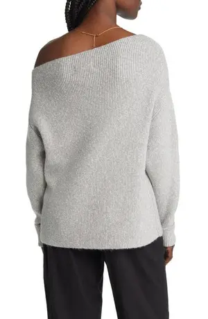 Treasure & Bond Off The Shoulder Pullover - Grey Heather