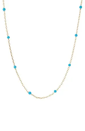 Argento Vivo Enamel Dot Station Necklace - Gold/ Turquoise